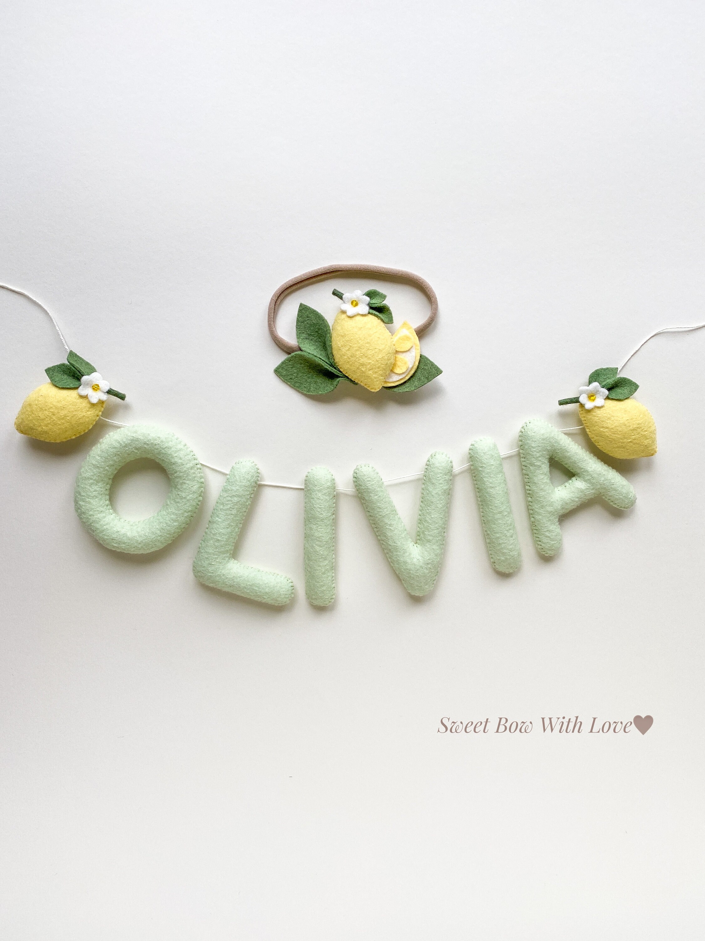 Personalized Felt Lemon Name Banner Garland Nursery Decor | Etsy UK