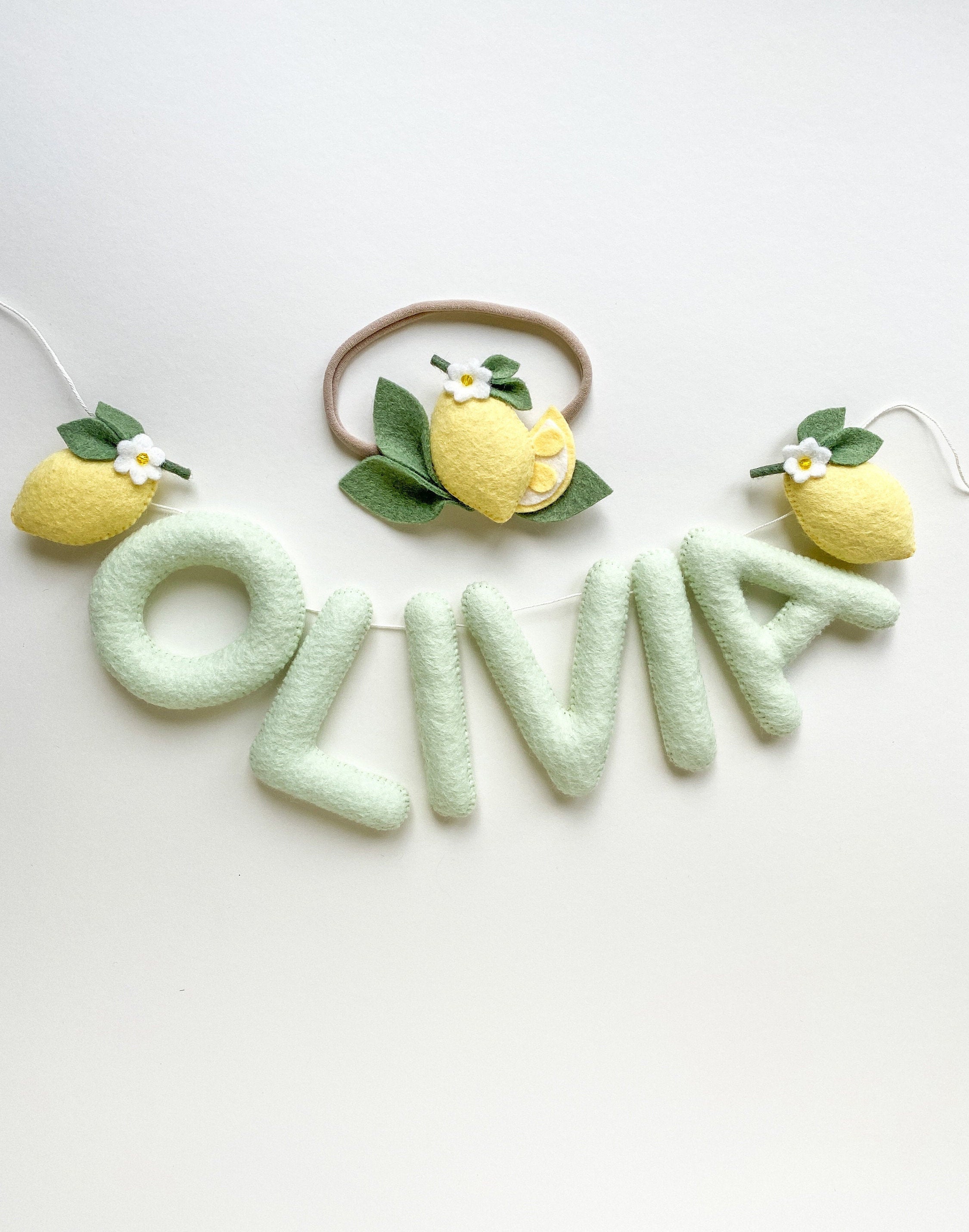 Personalized Felt Lemon Name Banner Garland Nursery Decor - Etsy