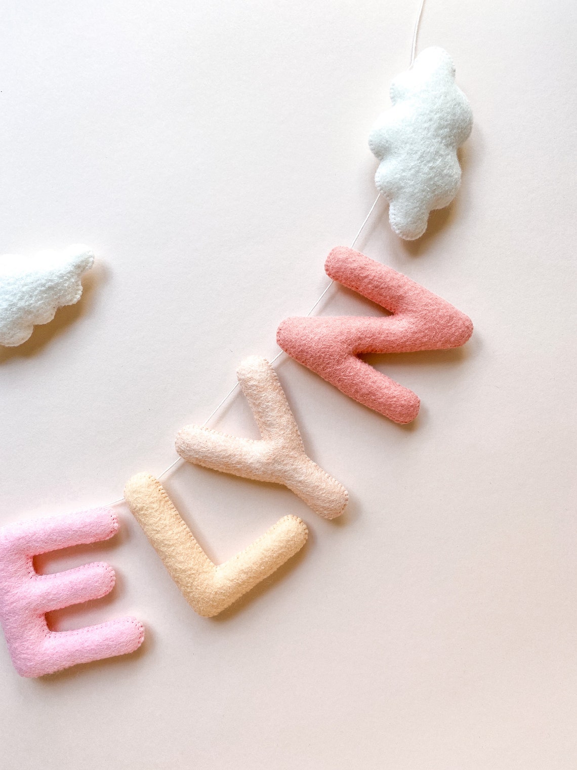 Felt Cloud Name Banner Garland Nursery Decor Personalized | Etsy