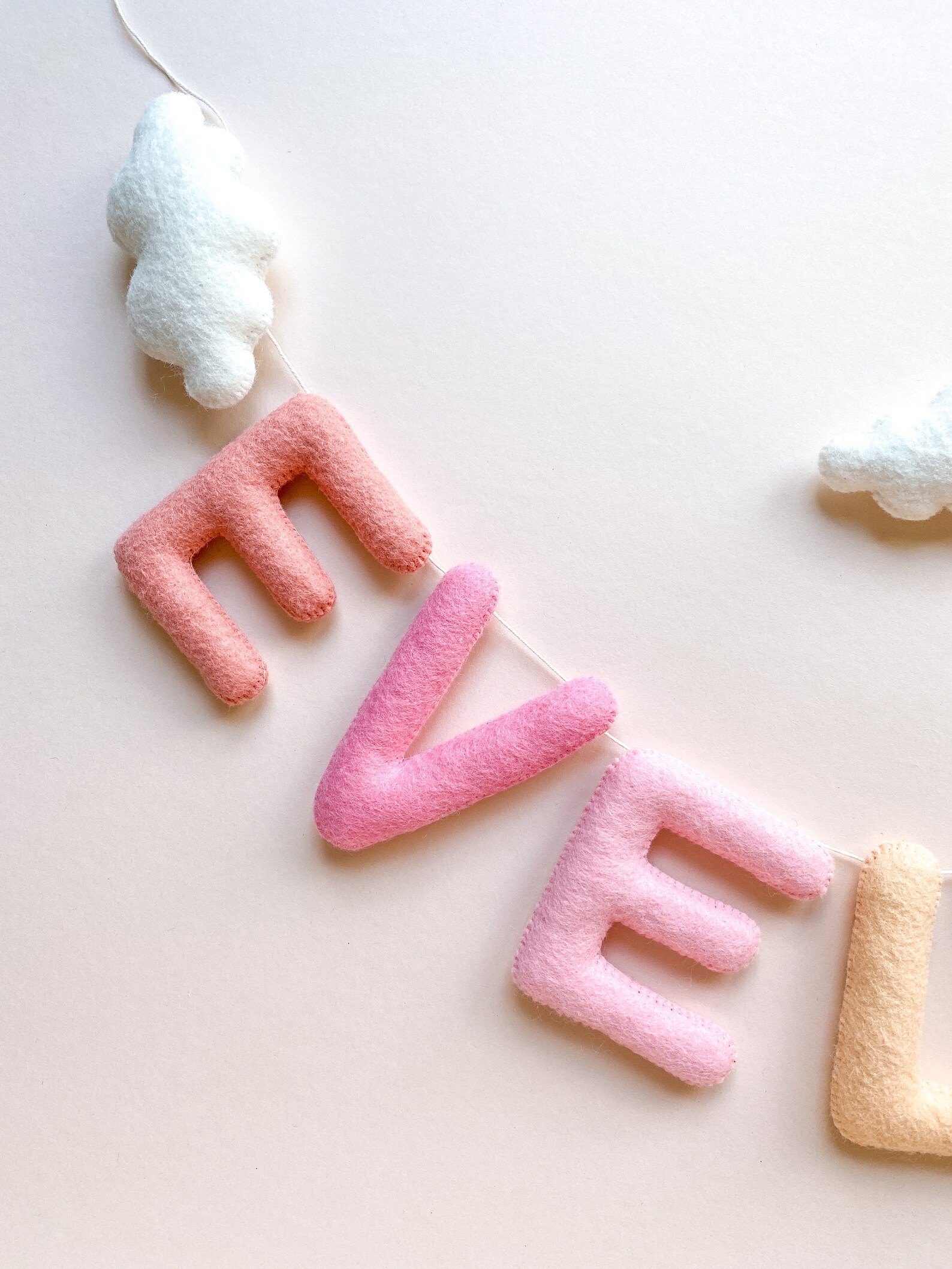 Felt Cloud Name Banner Garland Nursery Decor Personalized | Etsy