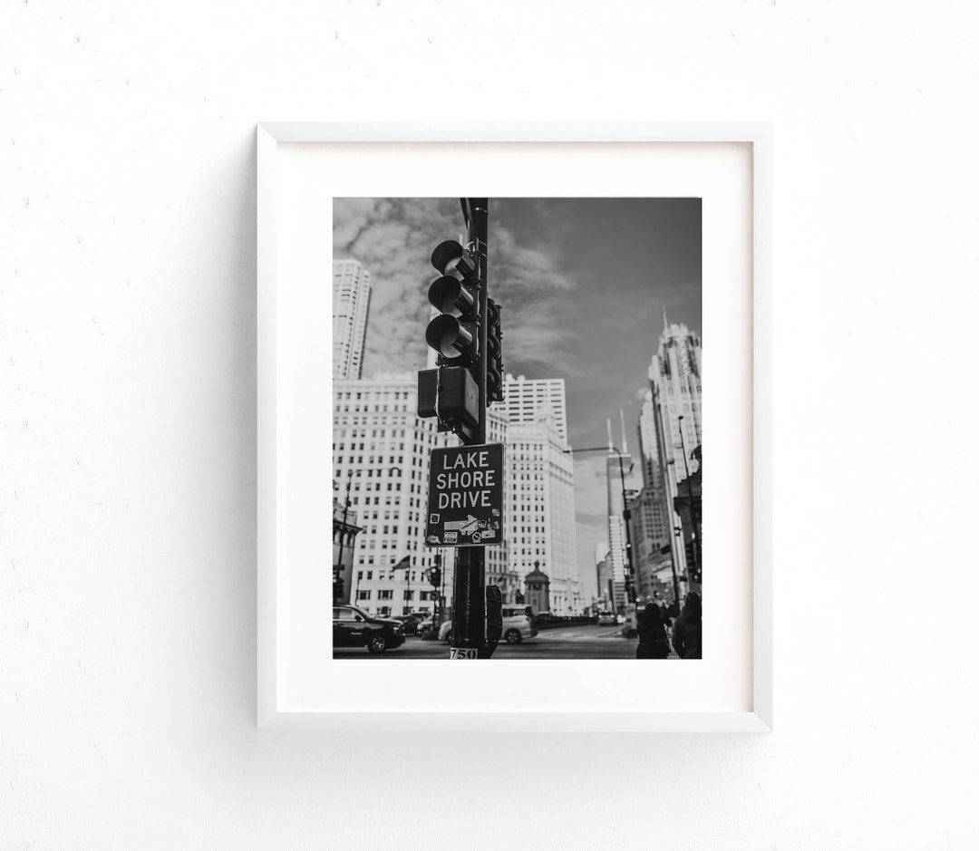 Lake Shore Drive Sign - Black and White - Chicago Street Photography ...
