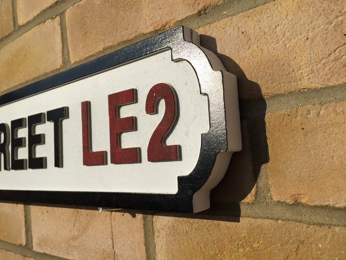 Retro vintage solid wooden street sign white finish Filbert | Etsy