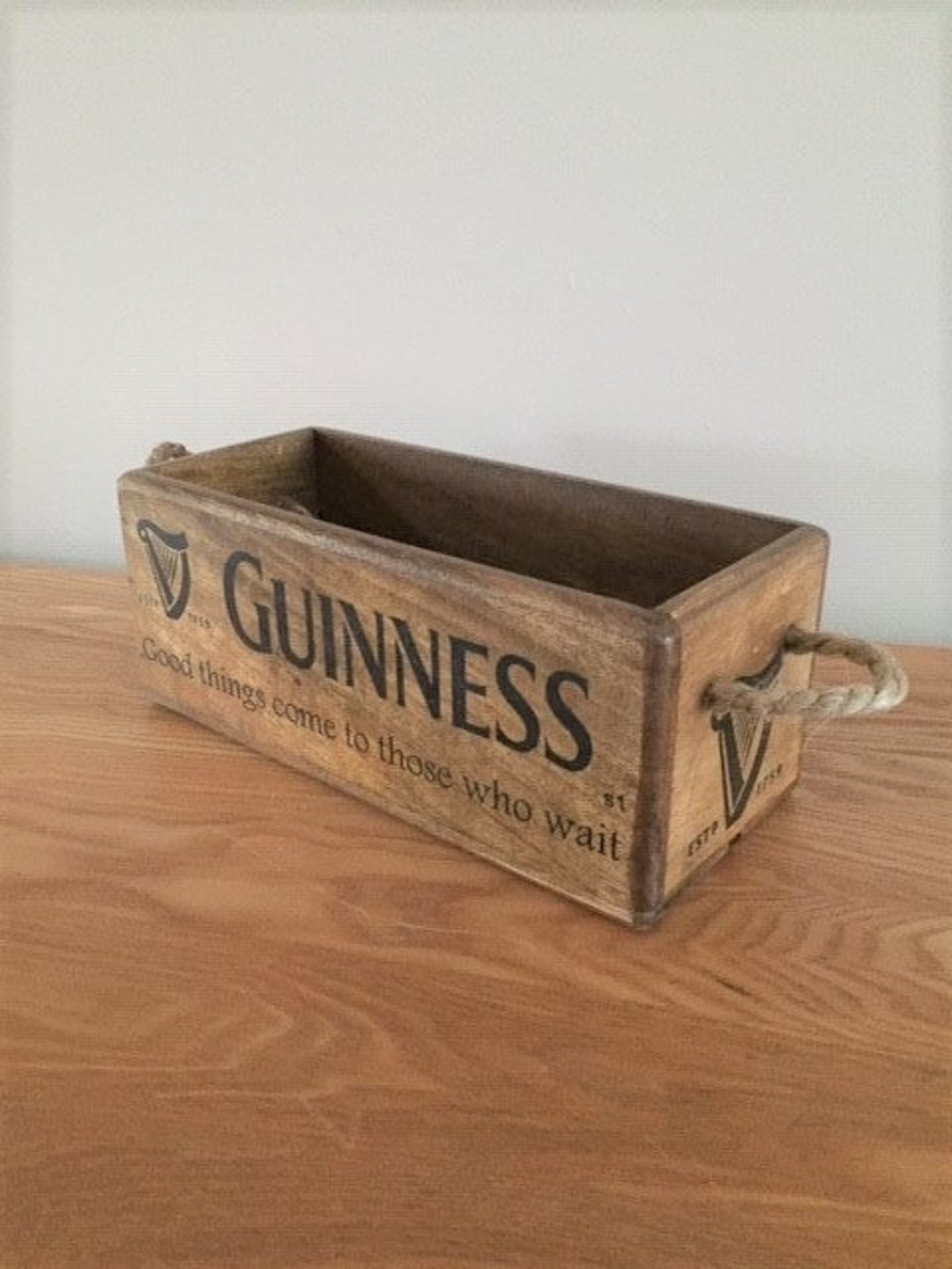 Solid Wooden Storage Box With Handles Irish Stout - Etsy