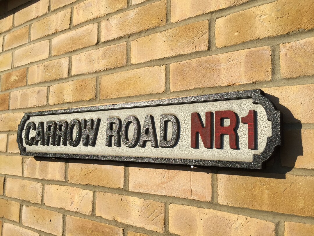 Retro Vintage Solid Wooden Street Sign Aged White Finish Carrow Rd ...