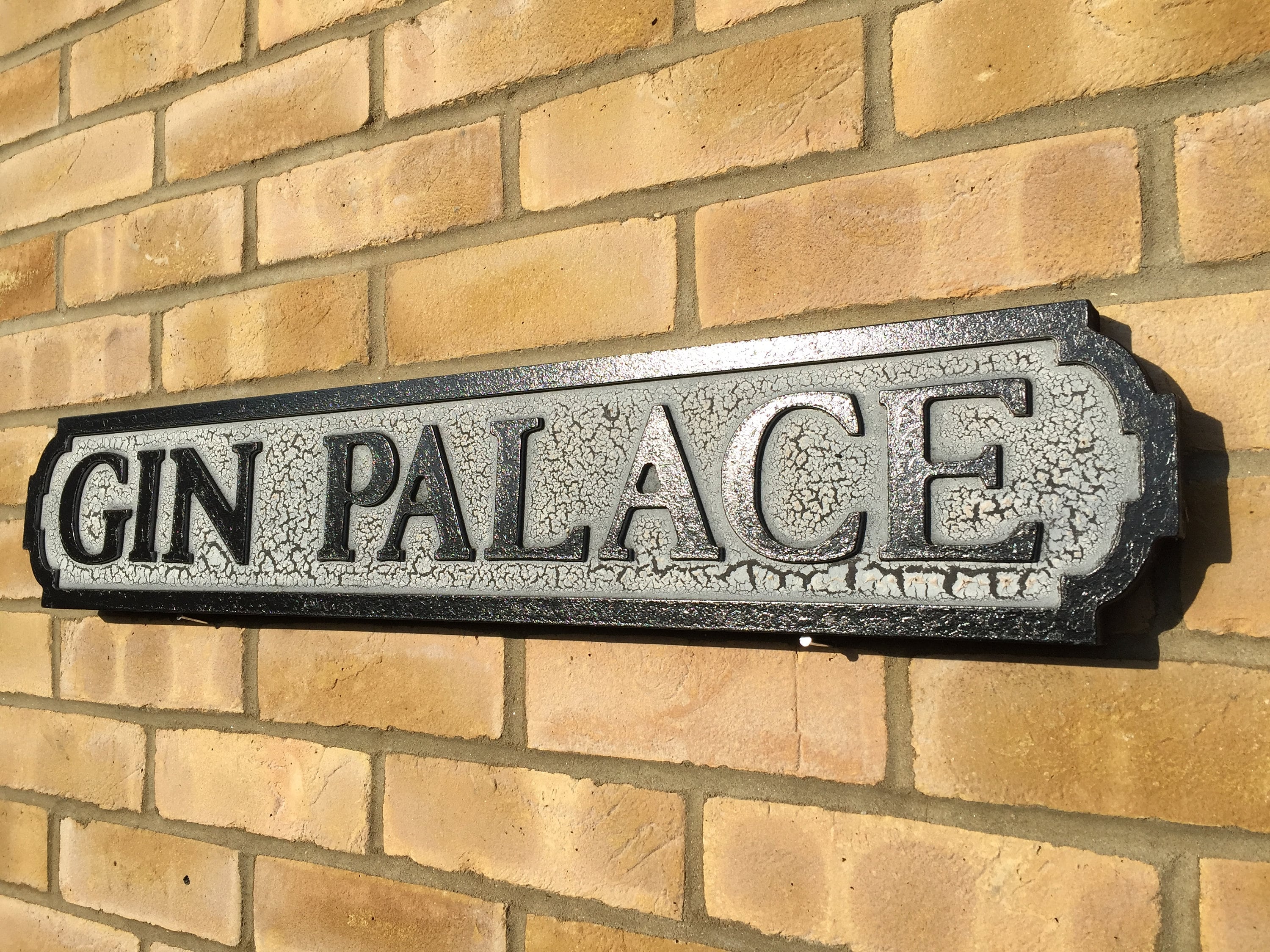 Retro vintage solid wooden street sign white finish Gin | Etsy