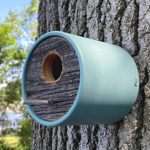 Modern Coastal Sage Birdhouse ~ Wall-mount W/ Reclaimed 100 Yr ...