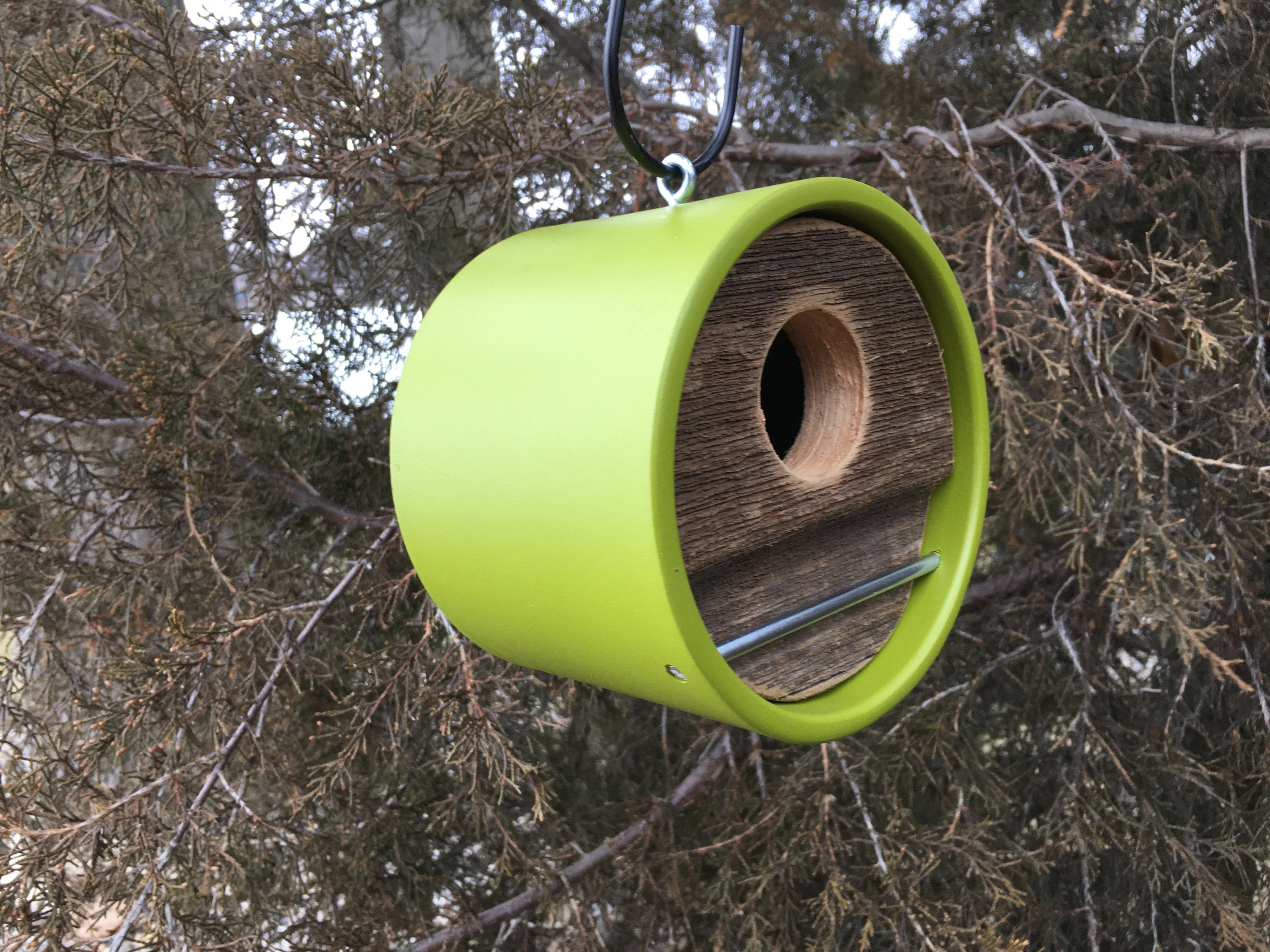 Birdhouse Modern Birdhouse Green Avocado Circular Tube w/ | Etsy