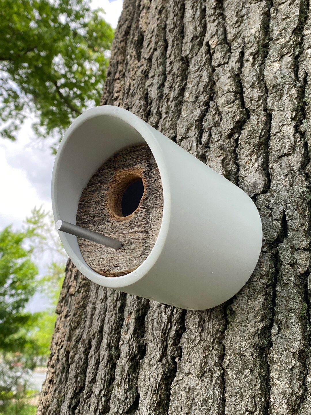 Modern Birdhouse, White Angled Tube With Reclaimed Barnwood, Wall Mount ...