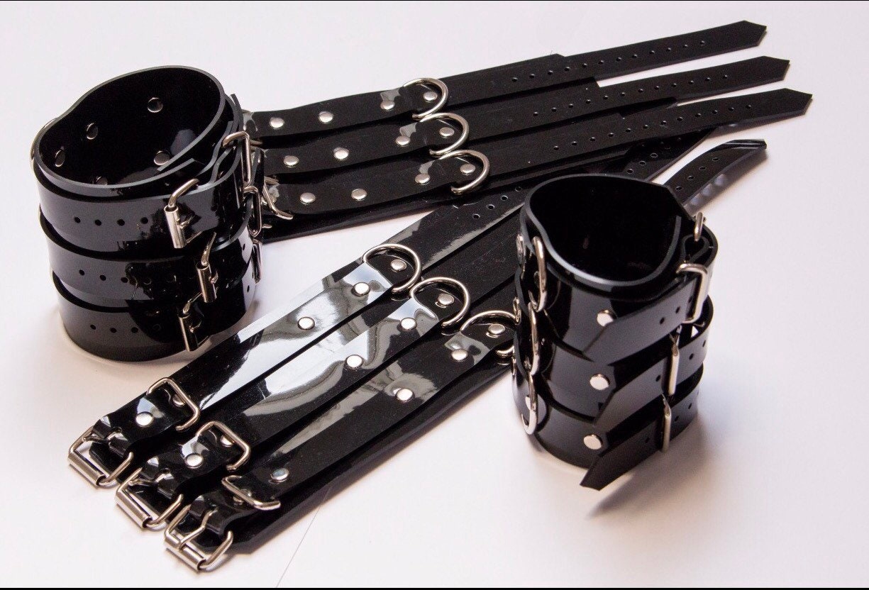 Hand and Ankle Cuffs 10 Cm Wide Made of Colored PVC Bondage Set Latex ...