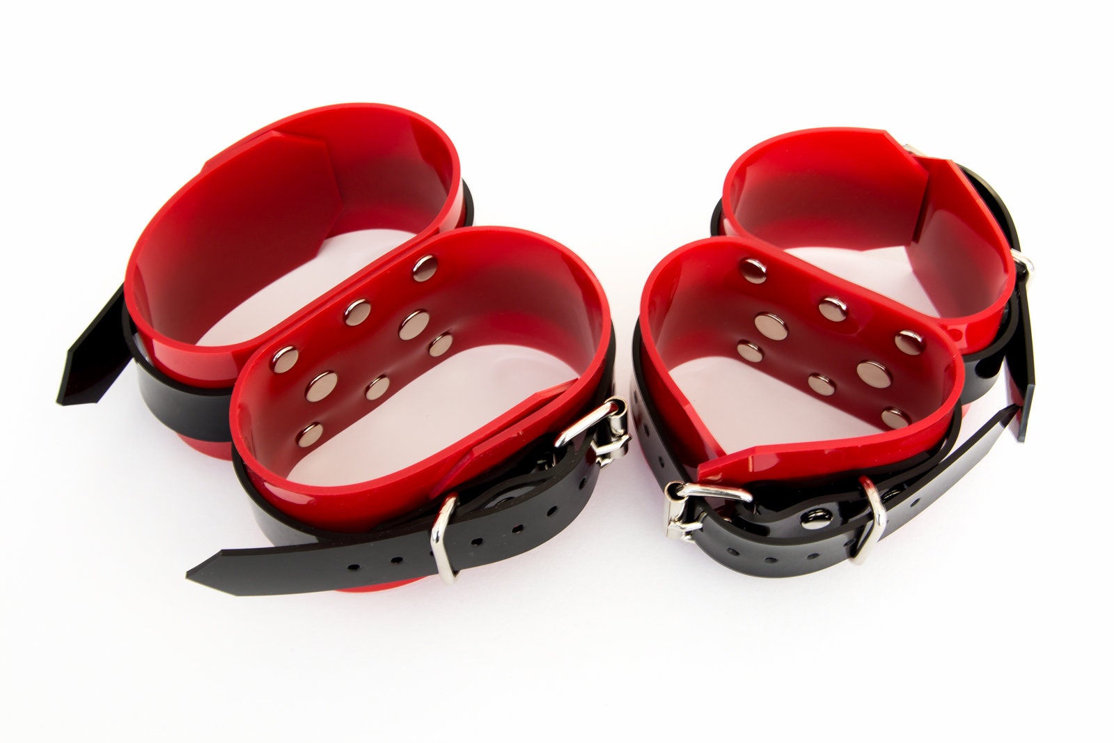 Hand and Ankle Cuffs Made of Colored PVC Riveted Bondage Set Bondage ...