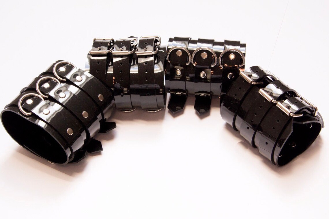 Hand and Ankle Cuffs 10 Cm Wide Made of Colored PVC Bondage Set Latex ...