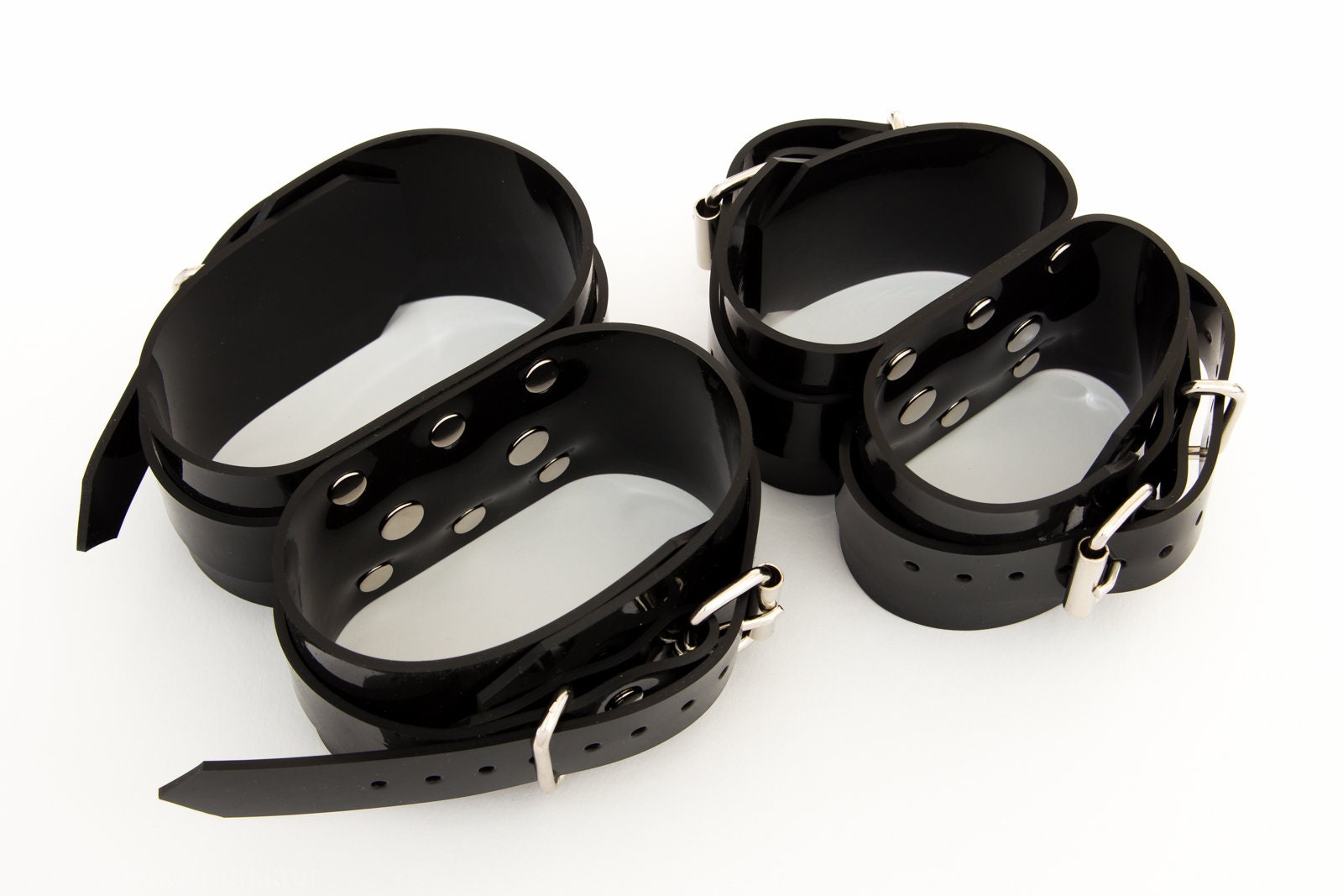 Hand and Ankle Cuffs Made of Colored PVC Riveted Bondage Set Bondage ...