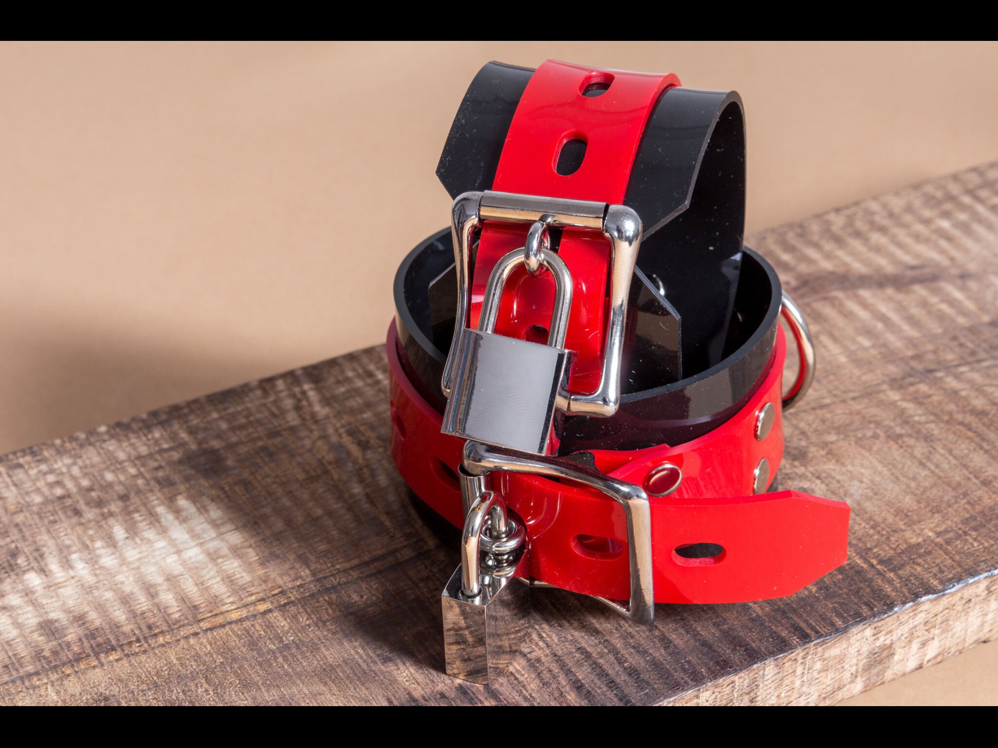 Hand and Ankle Cuffs Made of Colored PVC Lockable Bondage Set Latex ...