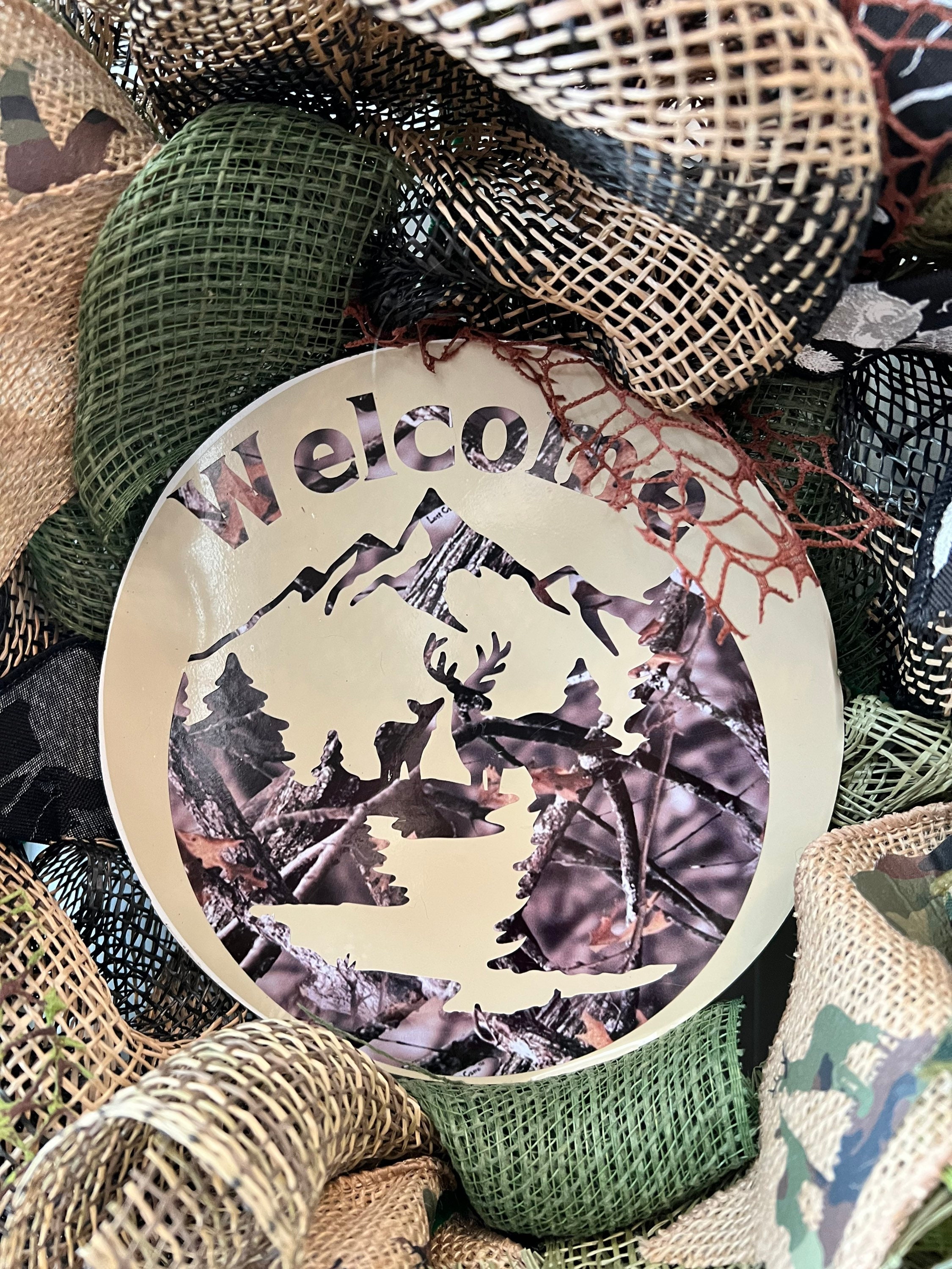 Welcome Camouflage Wreath - Etsy