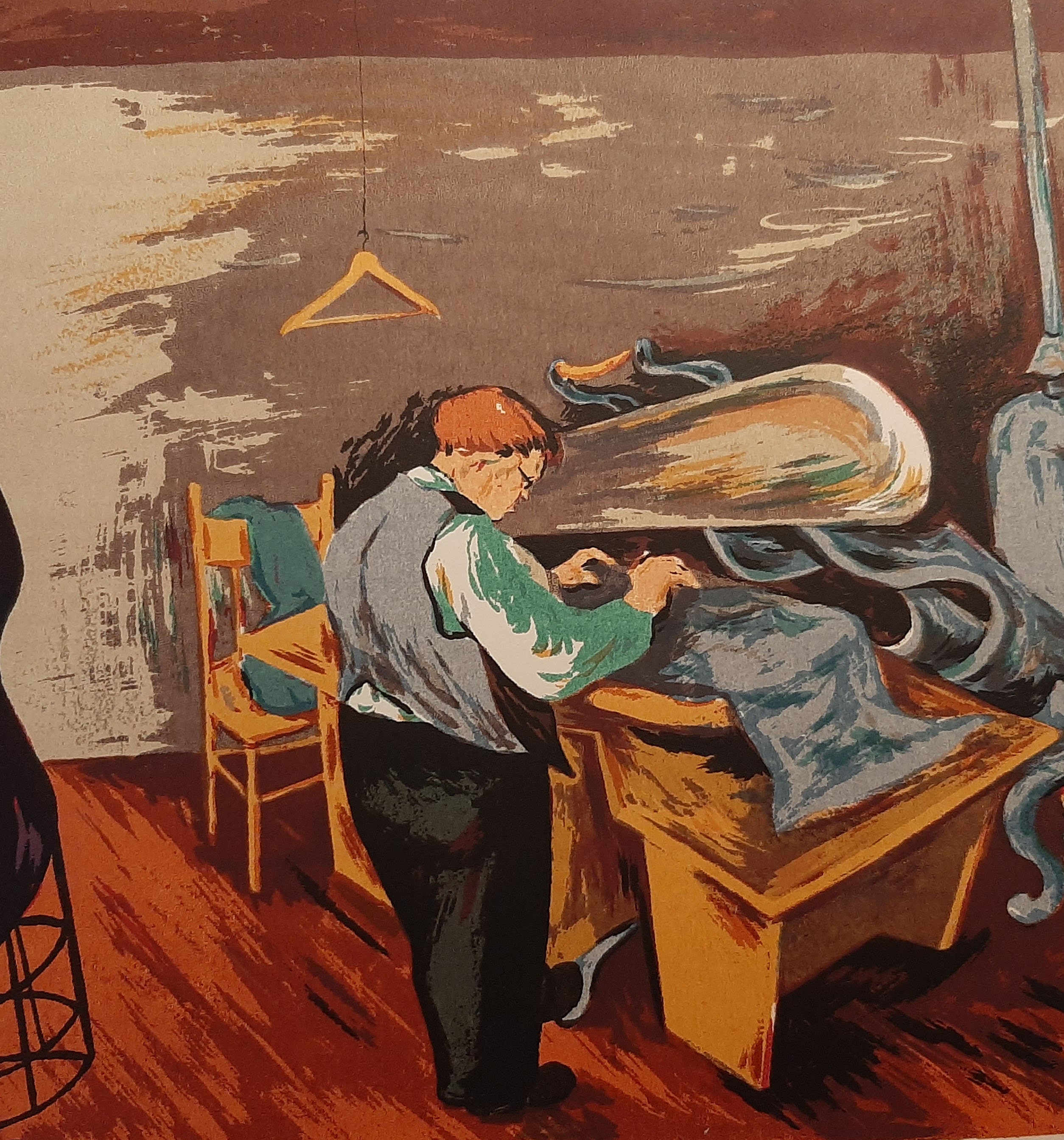 Mervin Jules (american 1912-1994) "little Tailor", Serigraph, C. 1940, Pencil Signed, FREE ...