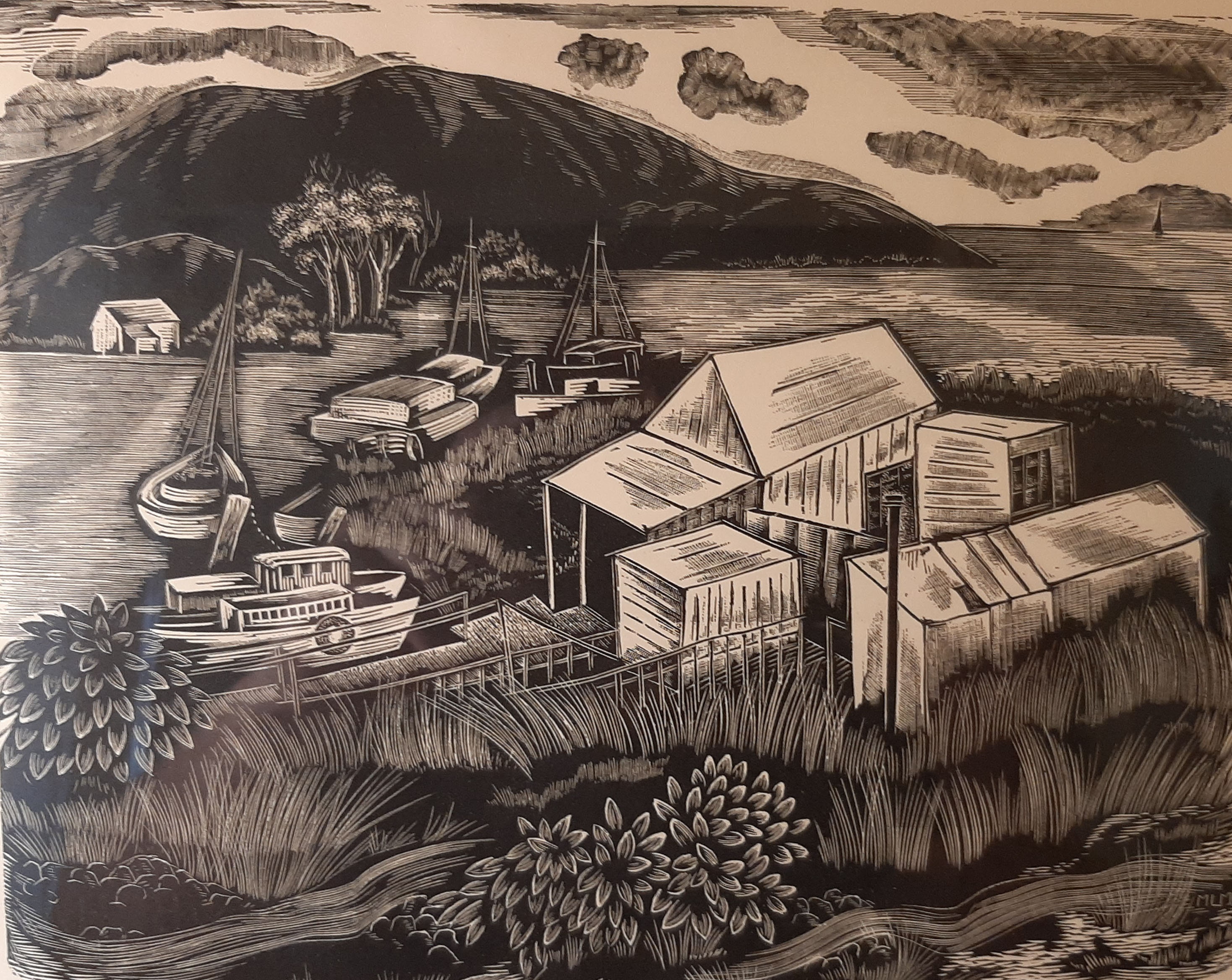 Minnie Lois Murphy (american 1902-1962), "boat House" C. 1936, Signed ...