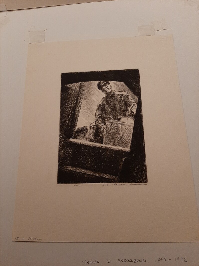 Yngve E. Soderberg In A Squall Etching 1960 | Etsy