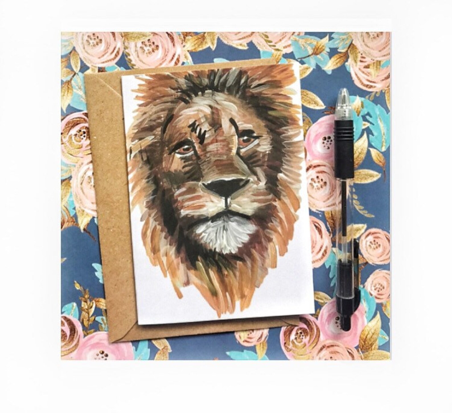 Lion Card, Lion Art Work, Lion Birthday Card, Artist Card Print, All ...