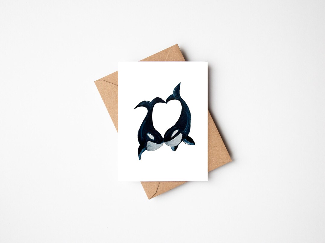 Orca Anniversary Card, Cute Anniversary Card, Orca Love Card, Card for ...