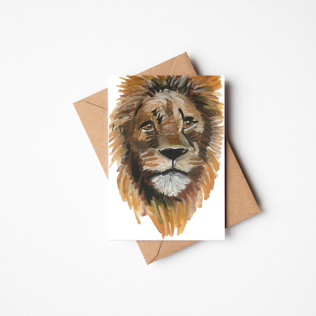 Lion Card, Lion Art Work, Lion Birthday Card, Artist Card Print, All ...