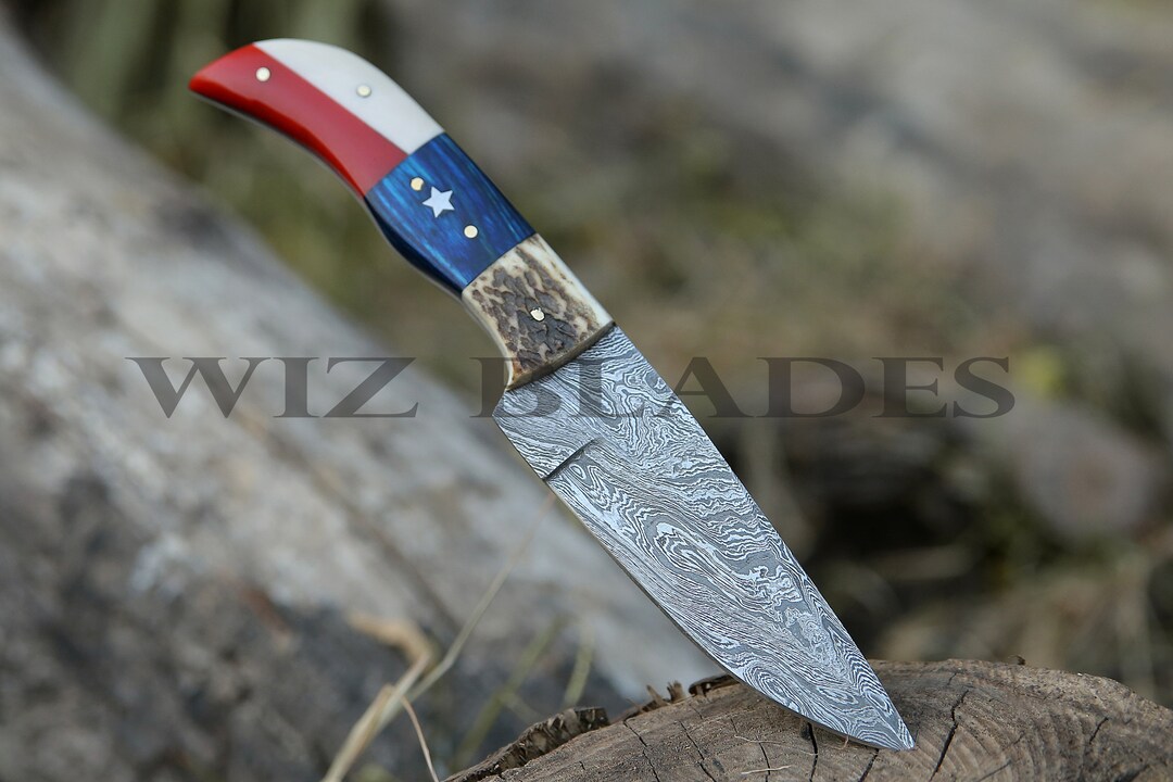 Hand Forged Damascus Knife, TEXAS Knife, Custom Handmade Kitchen Chef ...