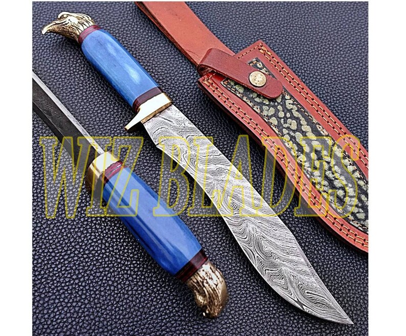 Unique Hand Made Brass Engraved Eagle Head Handle-damascus Steel Blade ...