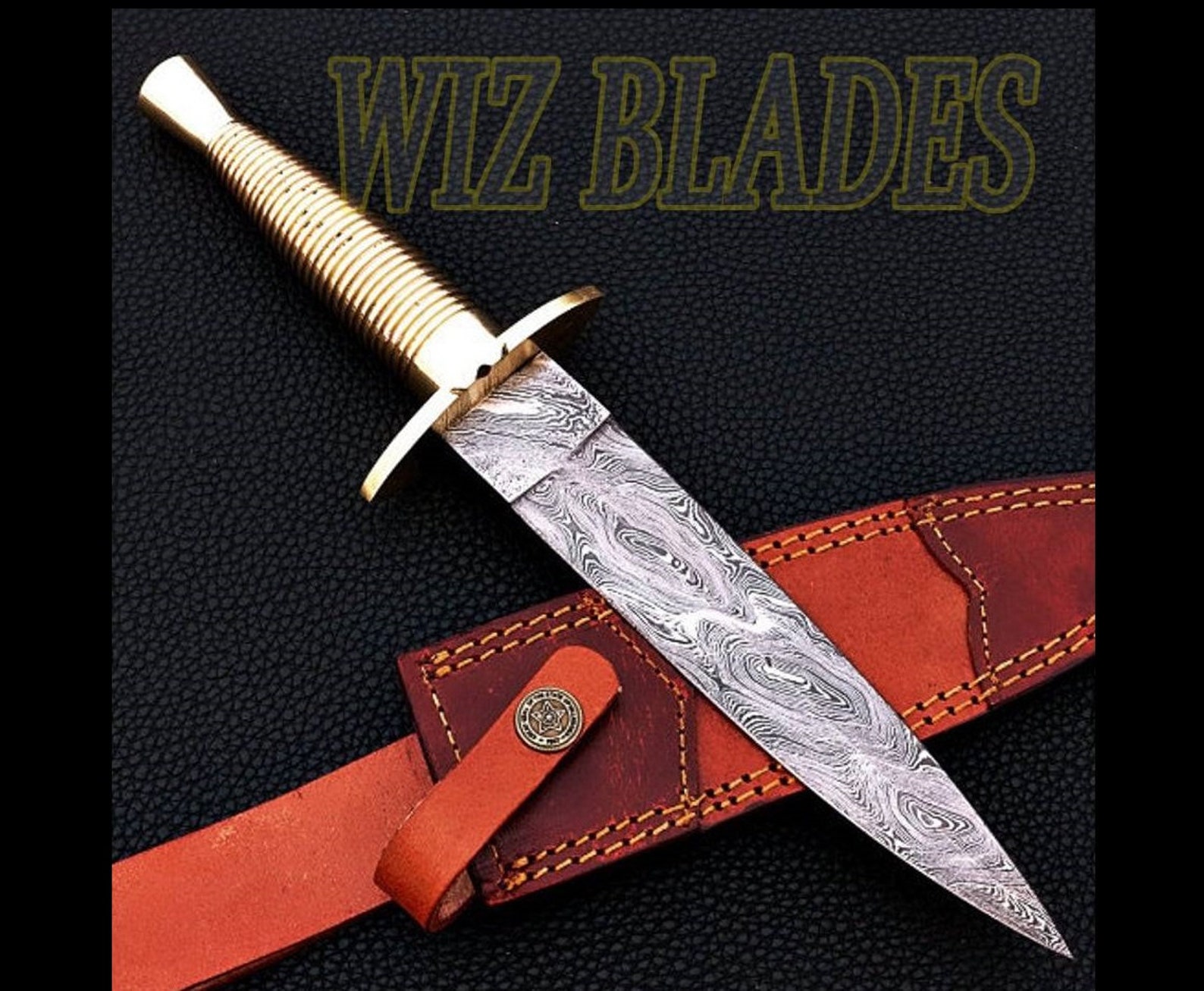 Handmade Damascus Steel Blade Dagger Double Edge Knife Brass Handle A ...