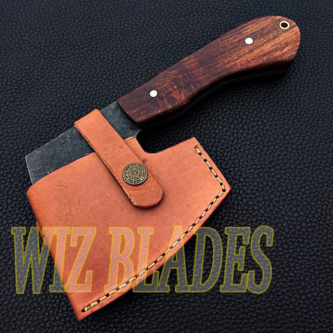 8" Handmade Carbon Steel Cleaver Knife Rose Wood Handle Blade is 10.16 ...