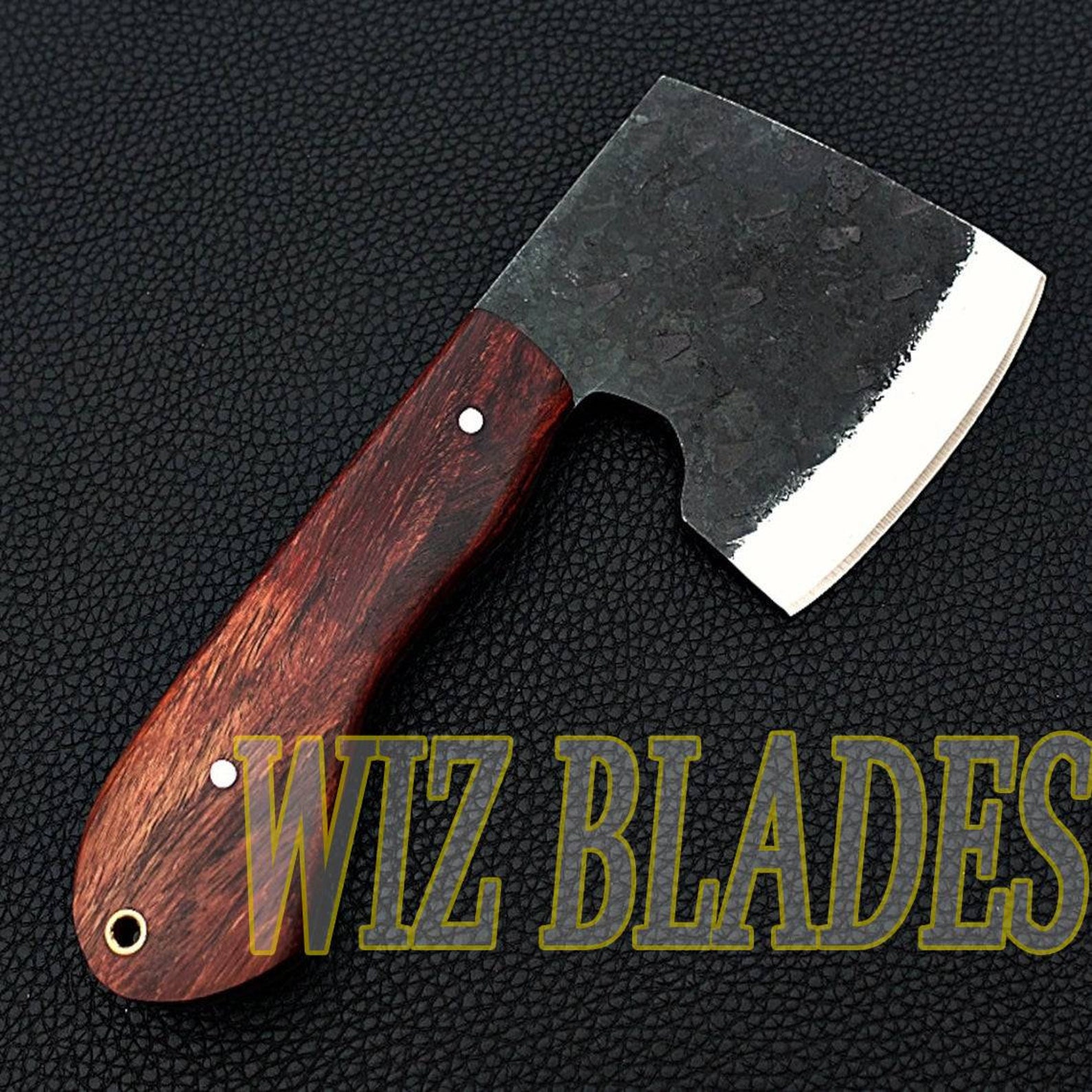 8" Handmade Carbon Steel Cleaver Knife Rose Wood Handle Blade is 10.16 ...