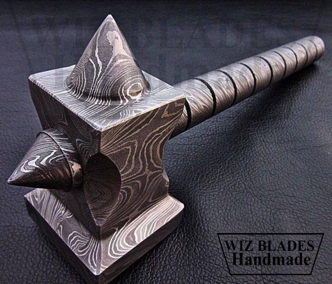 Exclusive Hand Forged Damascus Steel Hammer Solid Full Damascus Steel W ...