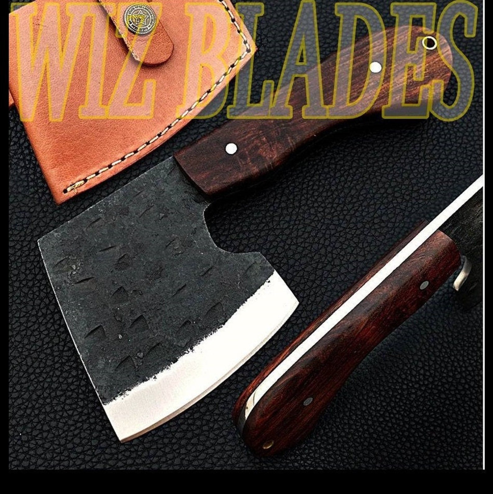 8 Handmade Carbon Steel Cleaver Knife Rose Wood Handle - Etsy