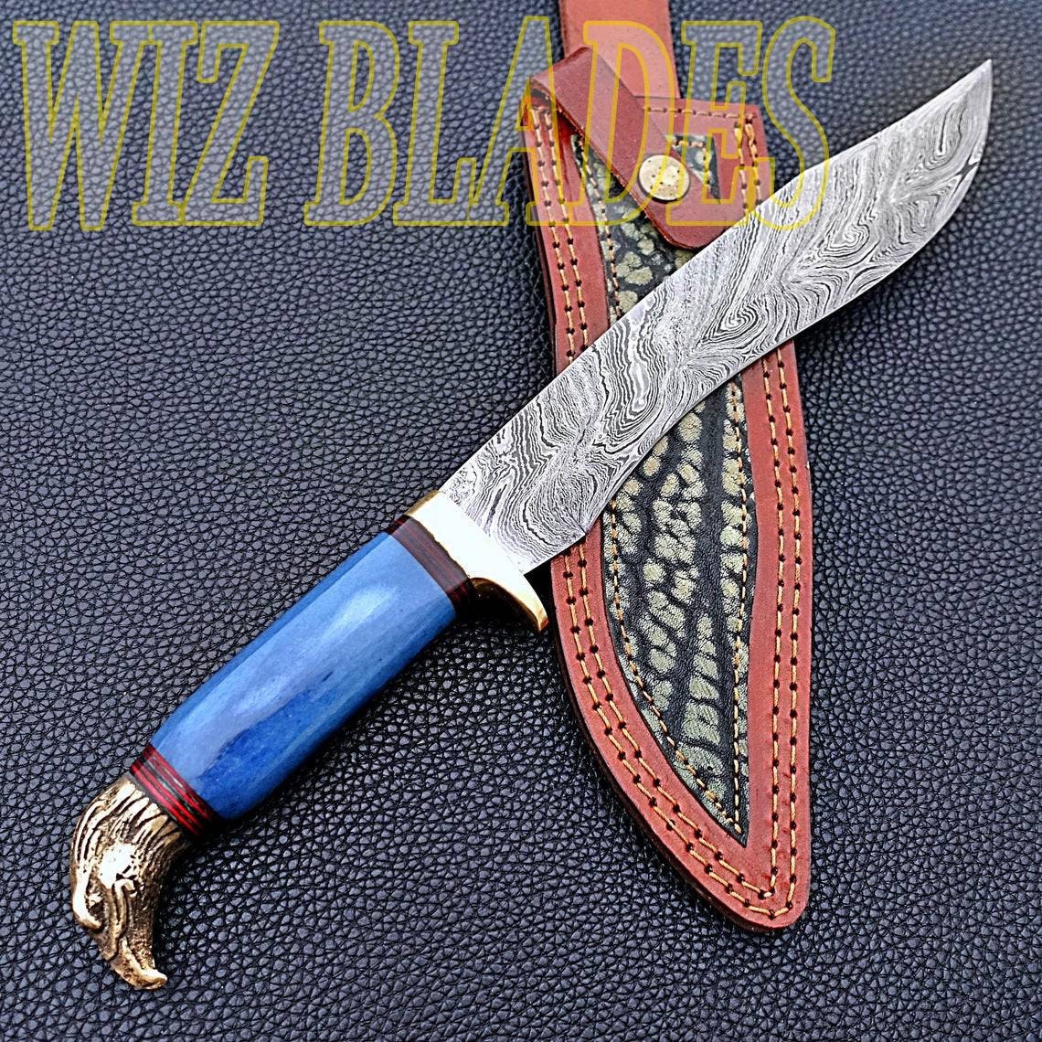 Unique Hand Made Brass Engraved Eagle Head Handle-damascus Steel Blade ...