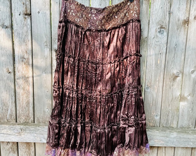 Vintage 28W 00s Y2K Whimsigoth Fairycore Frilly Tiered Skirt With ...