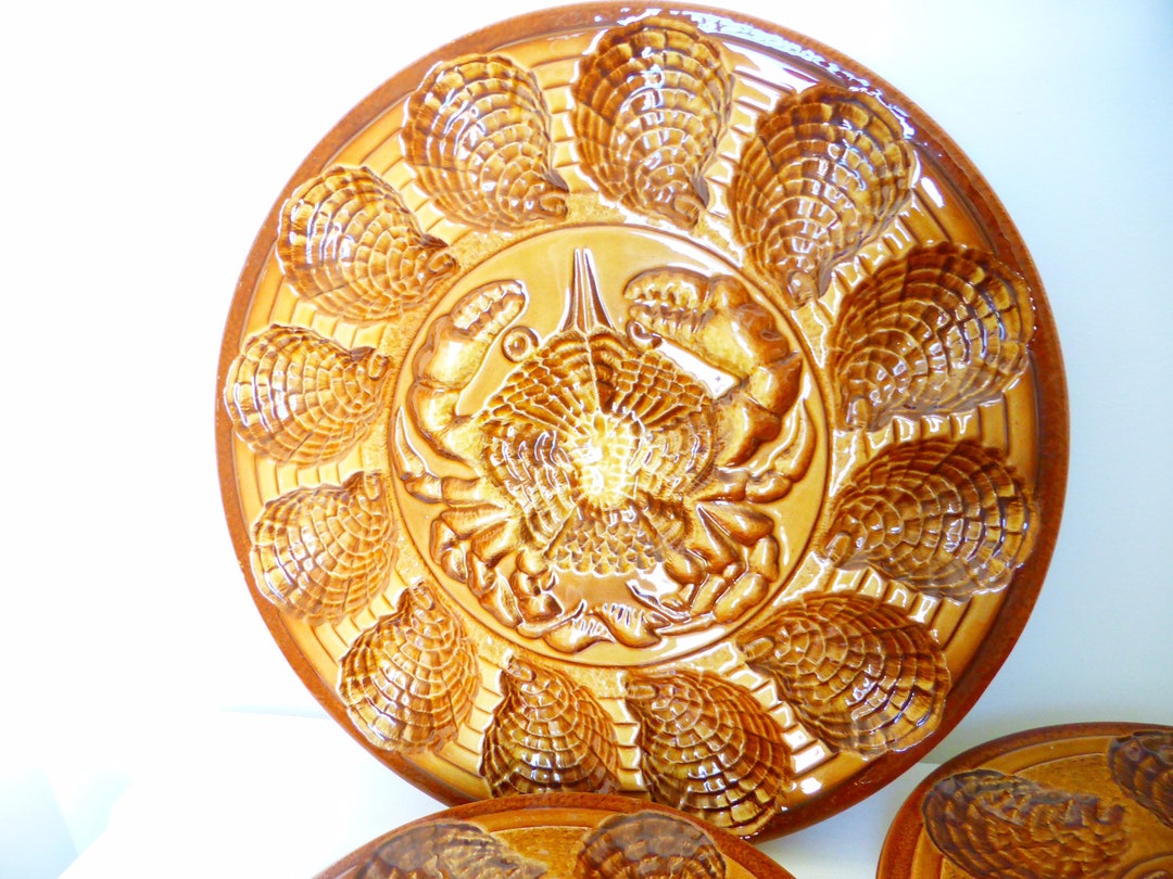 5 Porcelain Plates and a Platter for Oysters or Shellfish, Made in the ...