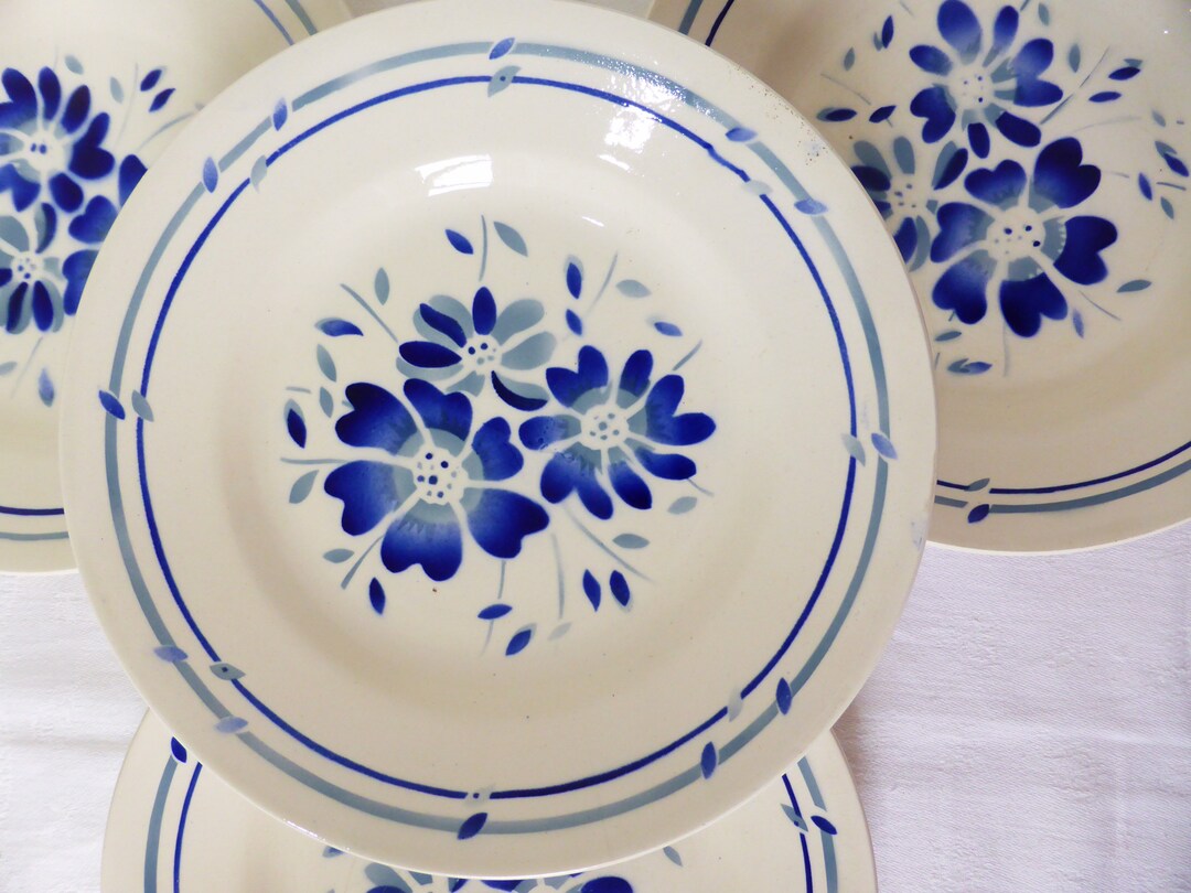 4 Vintage Longchamp Cholet Pattern Porcelain Dessert Plates - Etsy