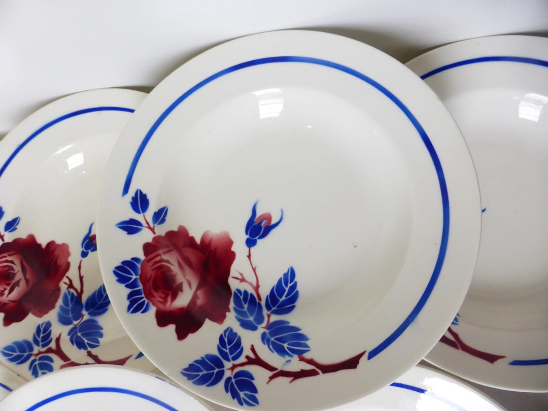 6 Vintage K&G Luneville Chantal Pattern Soup Plates - Etsy