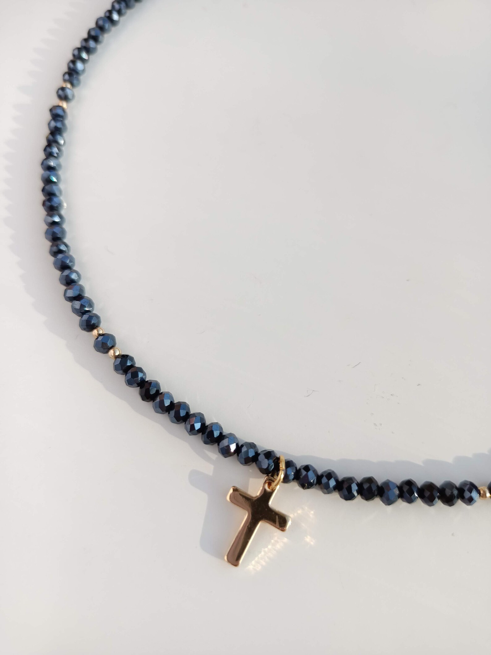 Mens Gold Cross Necklace,crystal Seed Beaded Y2k Choker,surfer Necklace ...