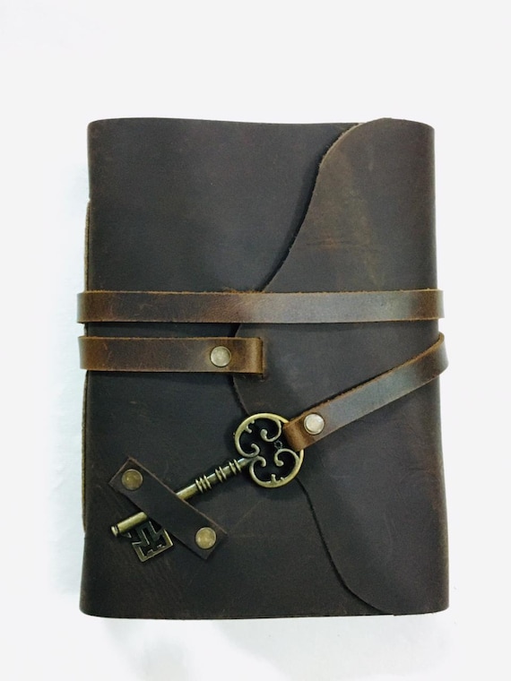 Vintage Leather Notebook With Key Closure/7x5'' Inch/ - Etsy