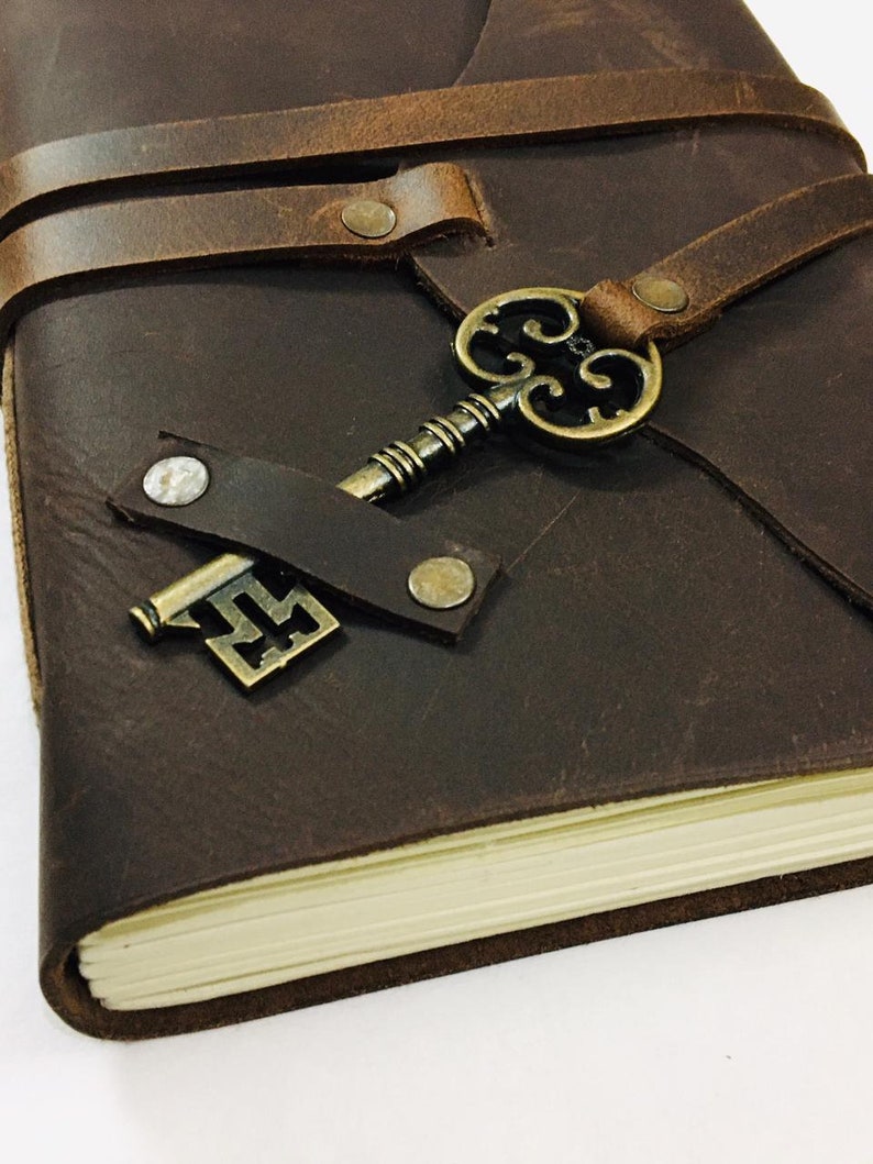 Vintage Leather Notebook With Key Closure/7x5'' Inch/ 144 Recycled ...