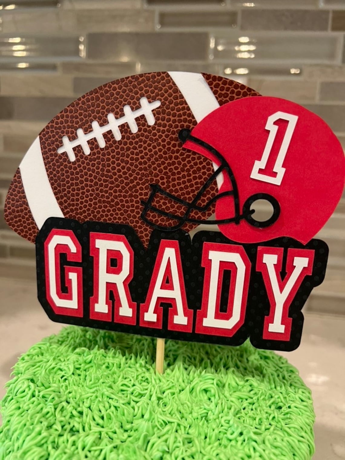 Football Birthday Cake Topper - Etsy