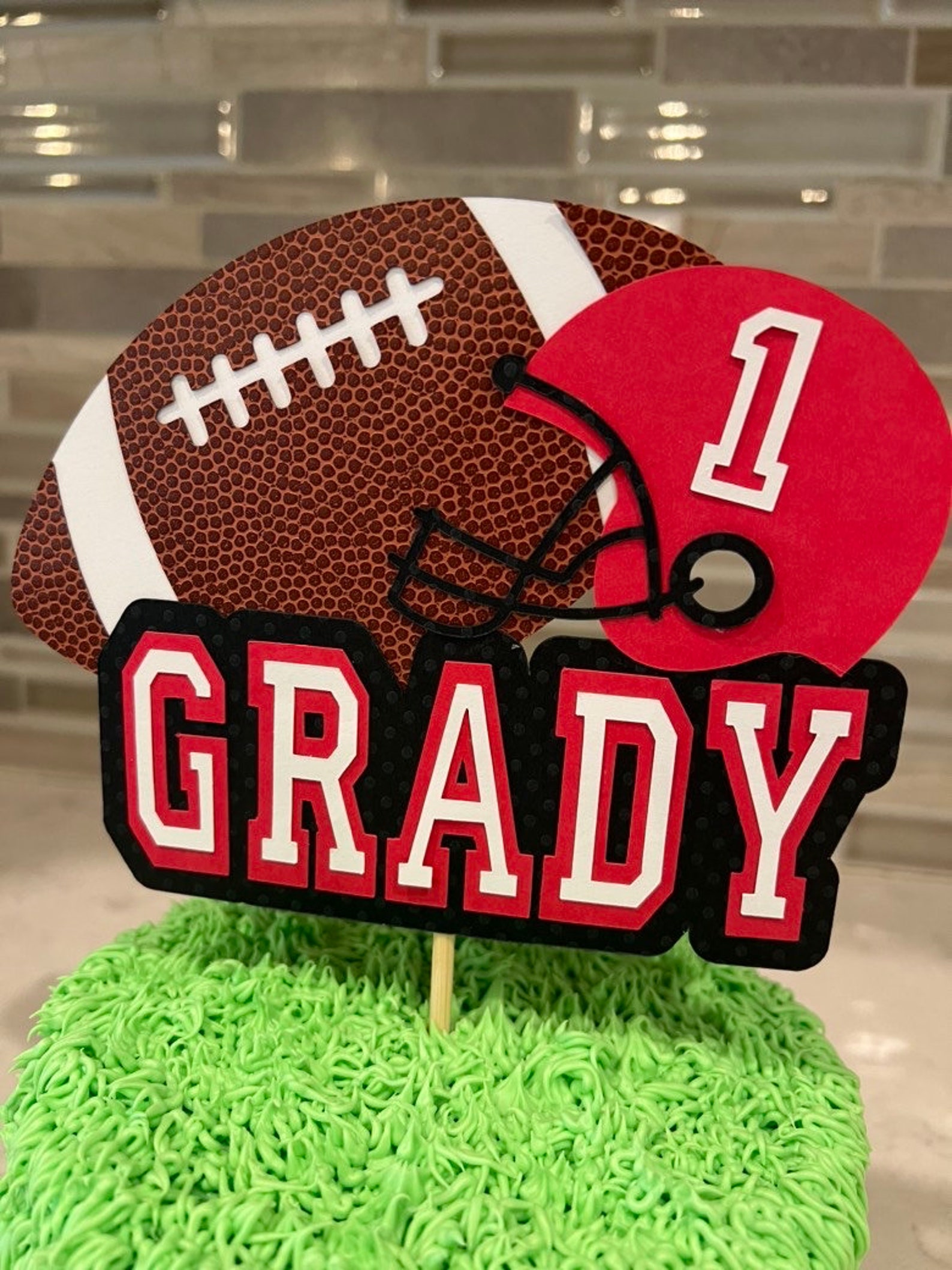 Football Birthday Cake Topper - Etsy