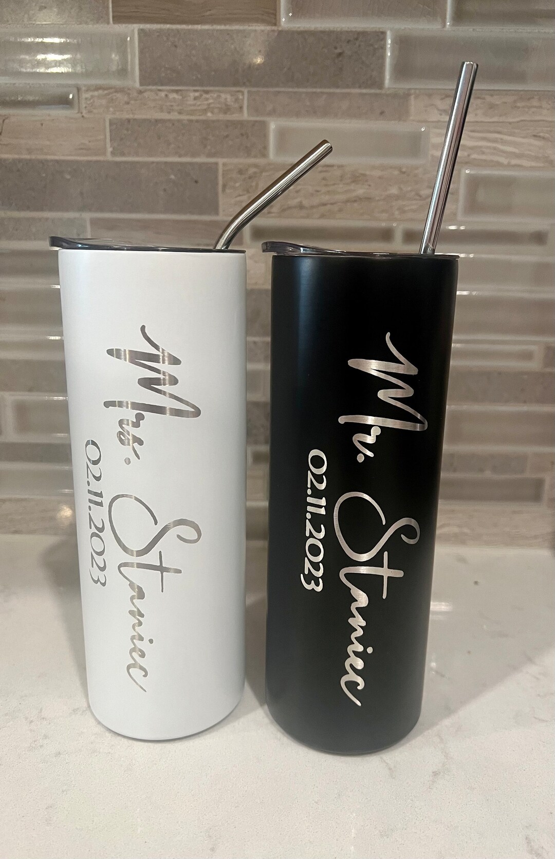 Bride/groom Etched Cups Personalized - Etsy
