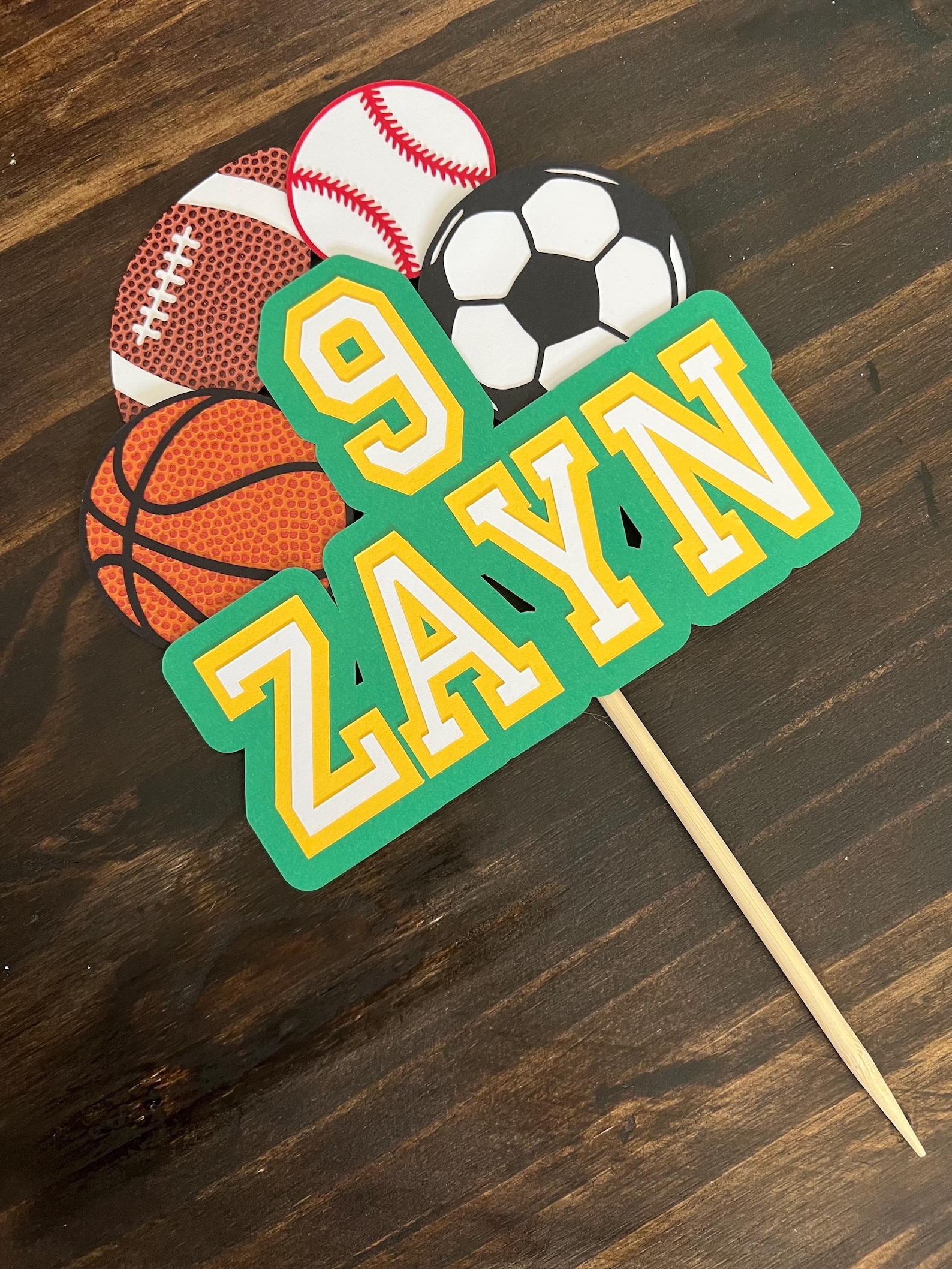 Multi-sport Birthday Cake Topper Football Basketball Soccer Baseball ...