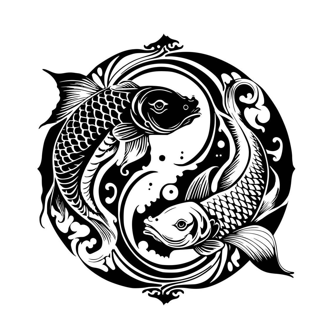 Koi Fish Svg, Koi Fish Line Art, Coy Fish Clipart, Koi Fish Cut File ...