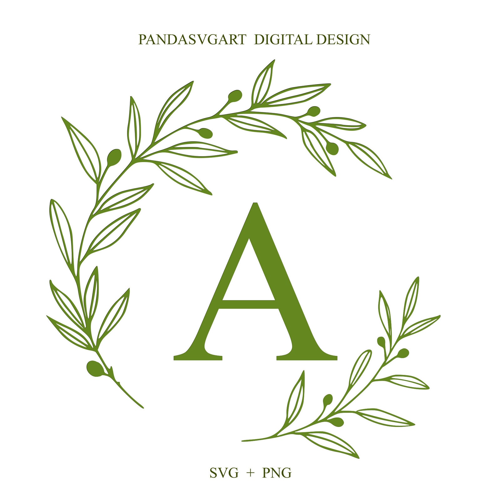 Wreath Letters Svg, Wreath Alphabet Svg, Olive Leaf Cricut Wreath Svg ...
