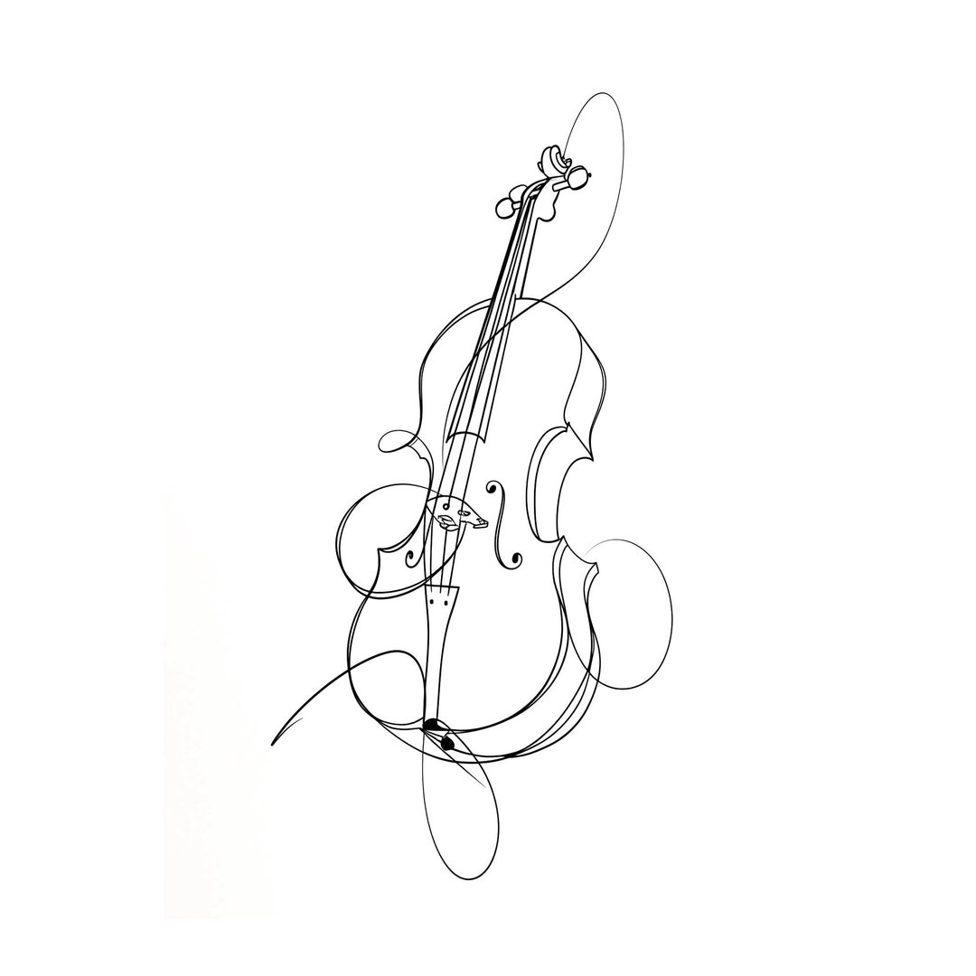 Violin Illustration, Minimalist Line Art Poster, Violin Instrument's ...