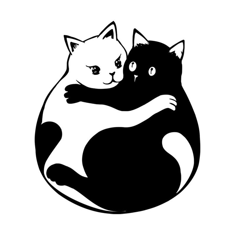Buy White and Black Cat, Kitty, Meow, Katze Kitten Yin Yang Cats (SVG ...