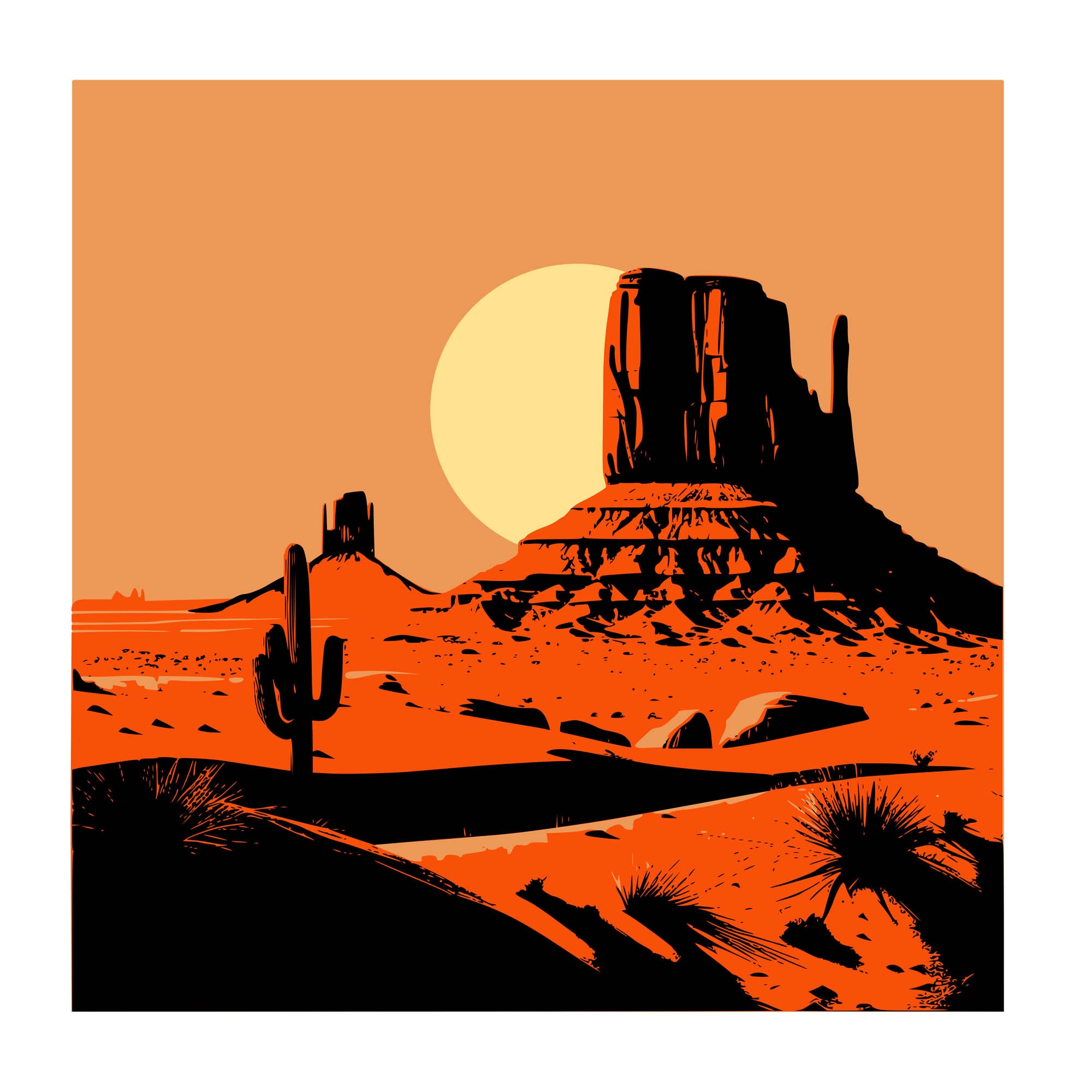 Monument Valley Illustration Svg, National Park Svg, Sunset Wall Art ...
