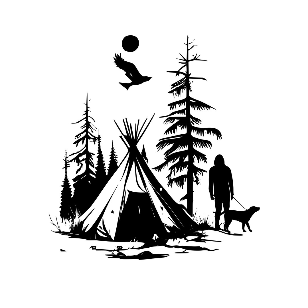 Camper in the Forest, Camper Svg, Camper in Woods, Campfire Svg, Pine ...