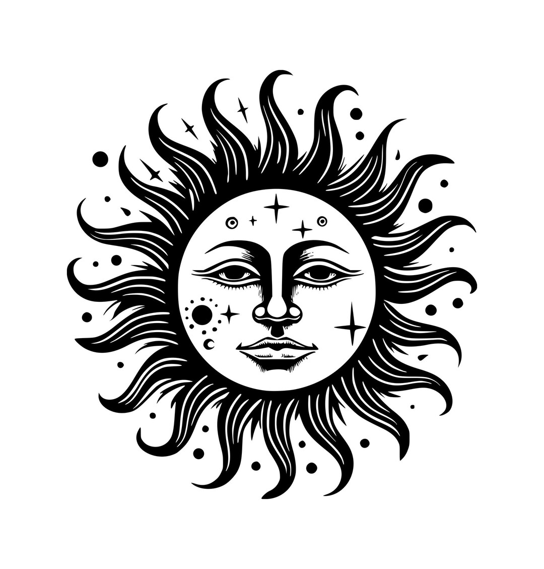 Celestial Sun Svg, Vintage Sun Svg, Sun Svg, Universe, Sun Face Svg ...